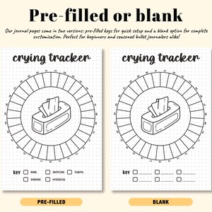 Monthly Crying Tracker Printable Journal Page, Planner Page, Crying Log ...