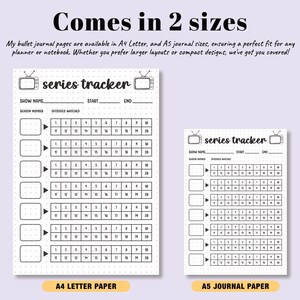 TV Series Tracker Log Printable Journal Page Planner Television Show ...