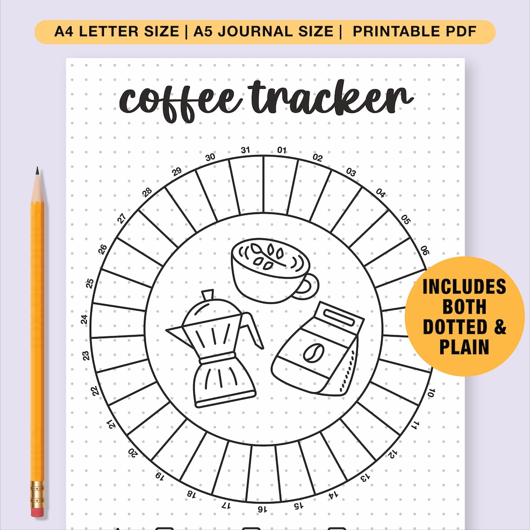 Monthly Coffee Tracker Printable,a5 Bullett Journal Page,monthly Wheel Habit Tracker,daily ...