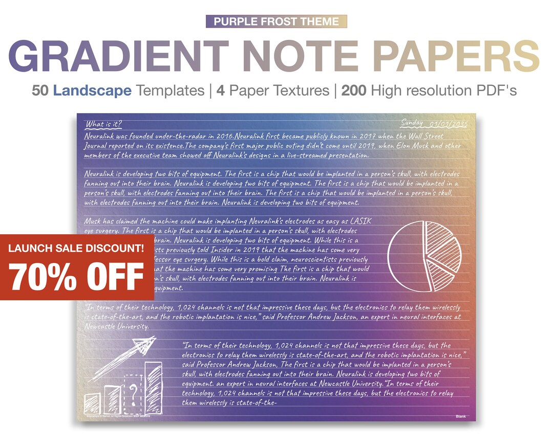 Frost Gradient Digital Notepaper Templates Notetaking Digital Notebook ...
