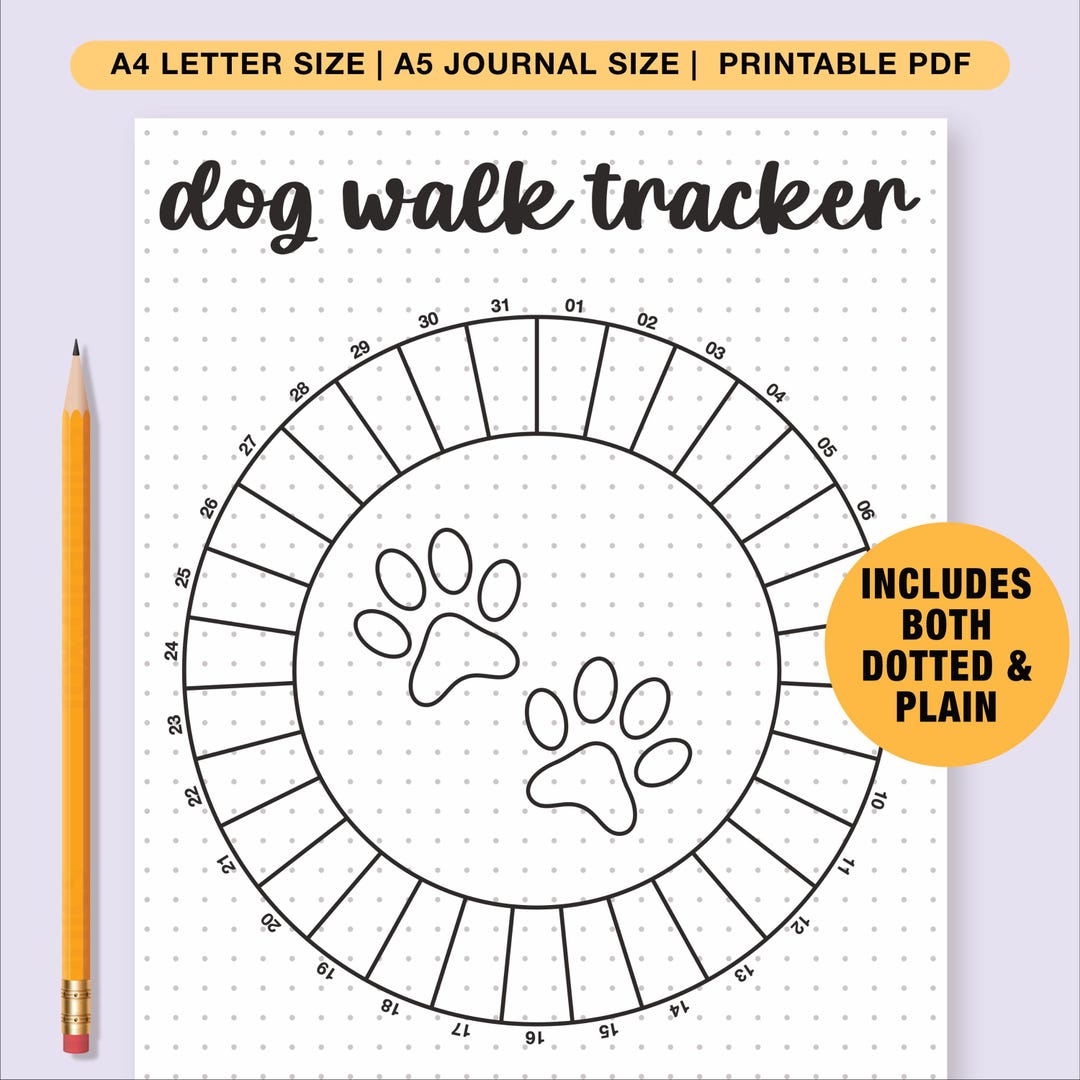 Monthly Dog Walking Tracker Printable, Dog Walking Log, Printable Dog ...
