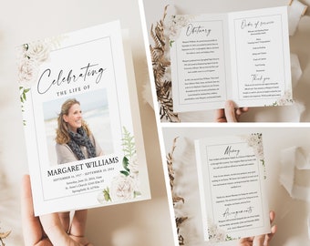 Editable Funeral Program Template, Memorial Service Template, Obituary ...