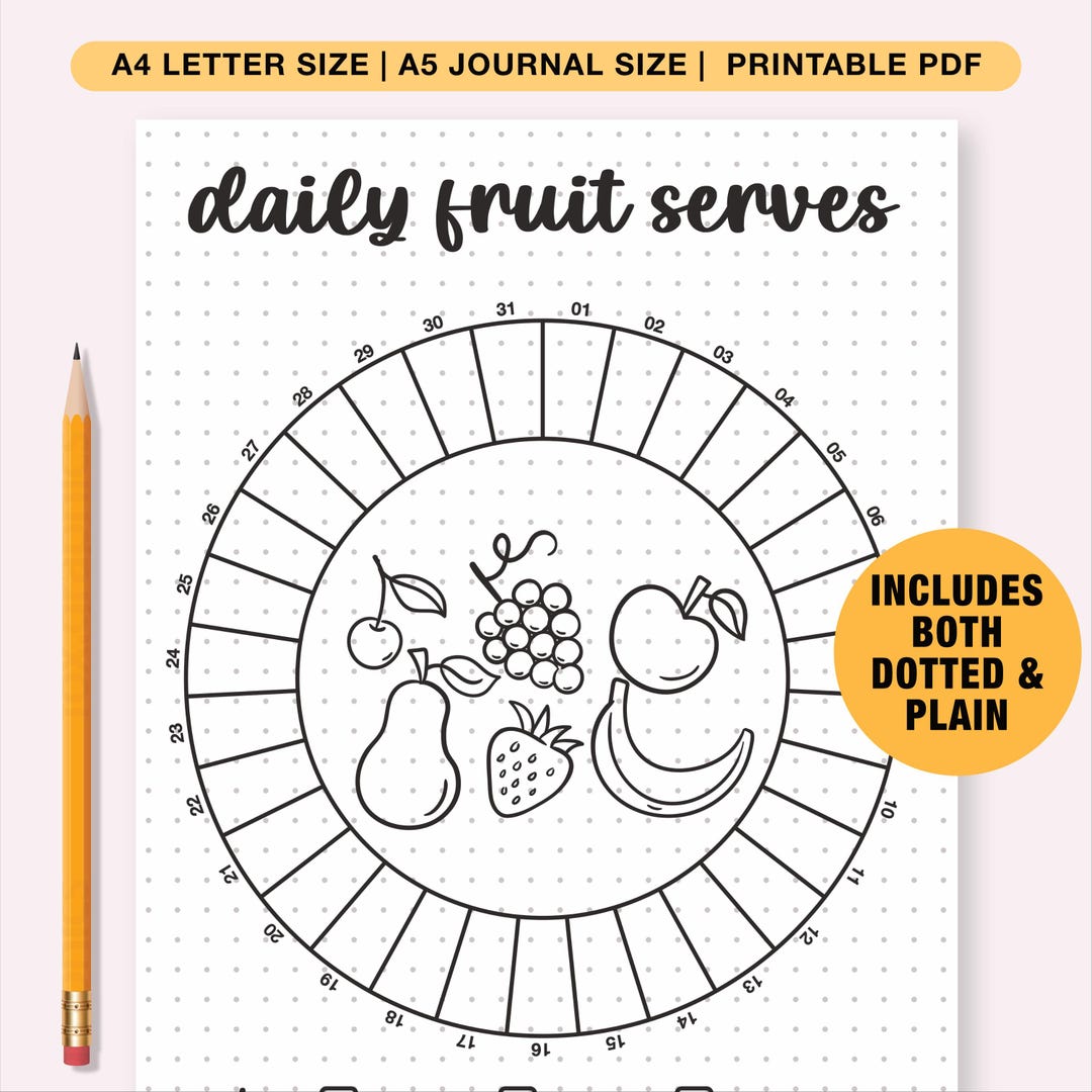 Monthly Fruit Tracker, Journal Page Printable, Fruit & Veg Habit ...