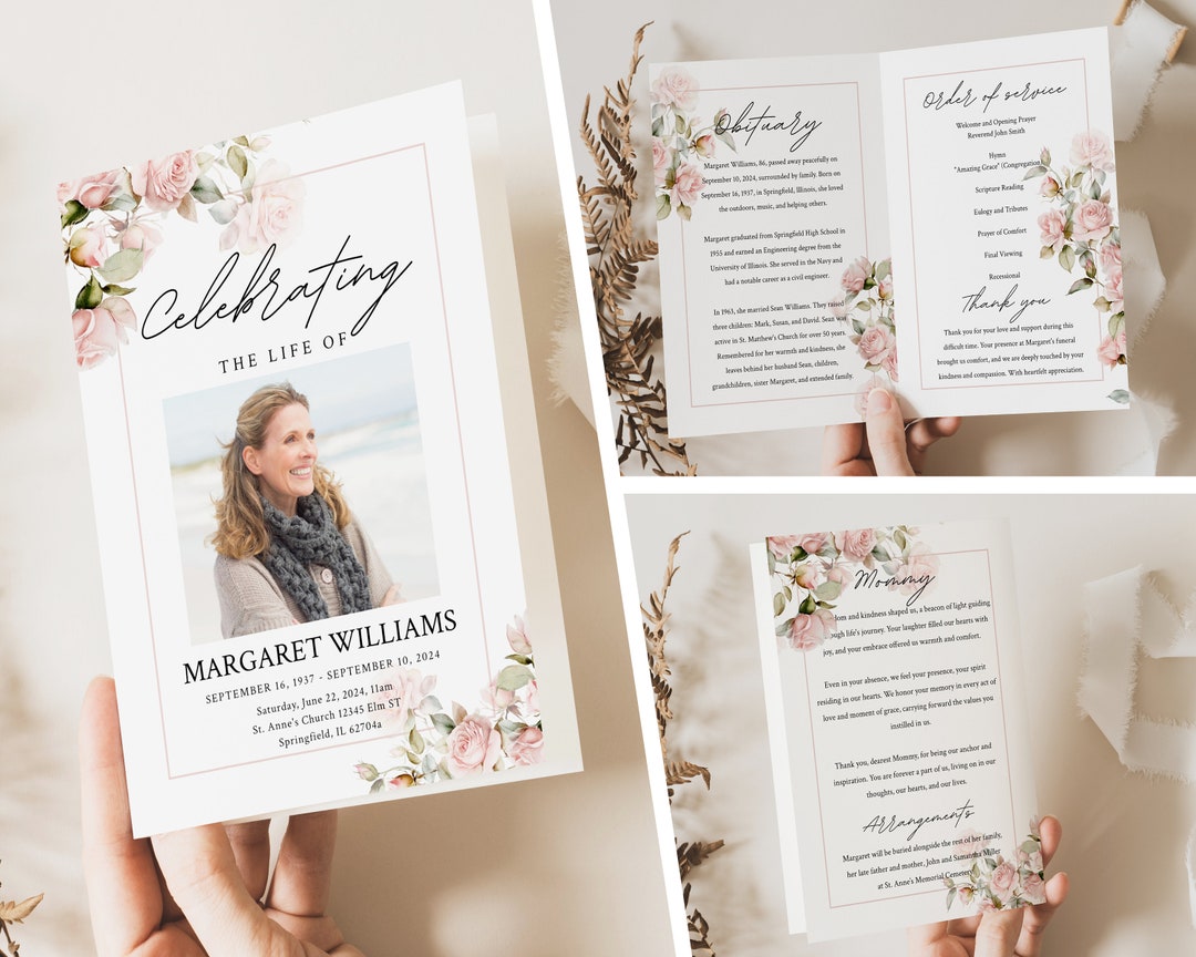 Funeral Program Template, Memorial Program, Celebration of Life ...