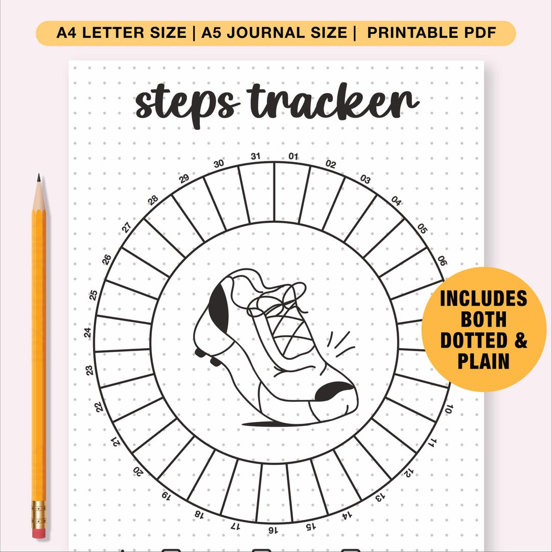 Monthly Monthly Steps Tracker Printable,a5 Bullett Journal Page,daily ...