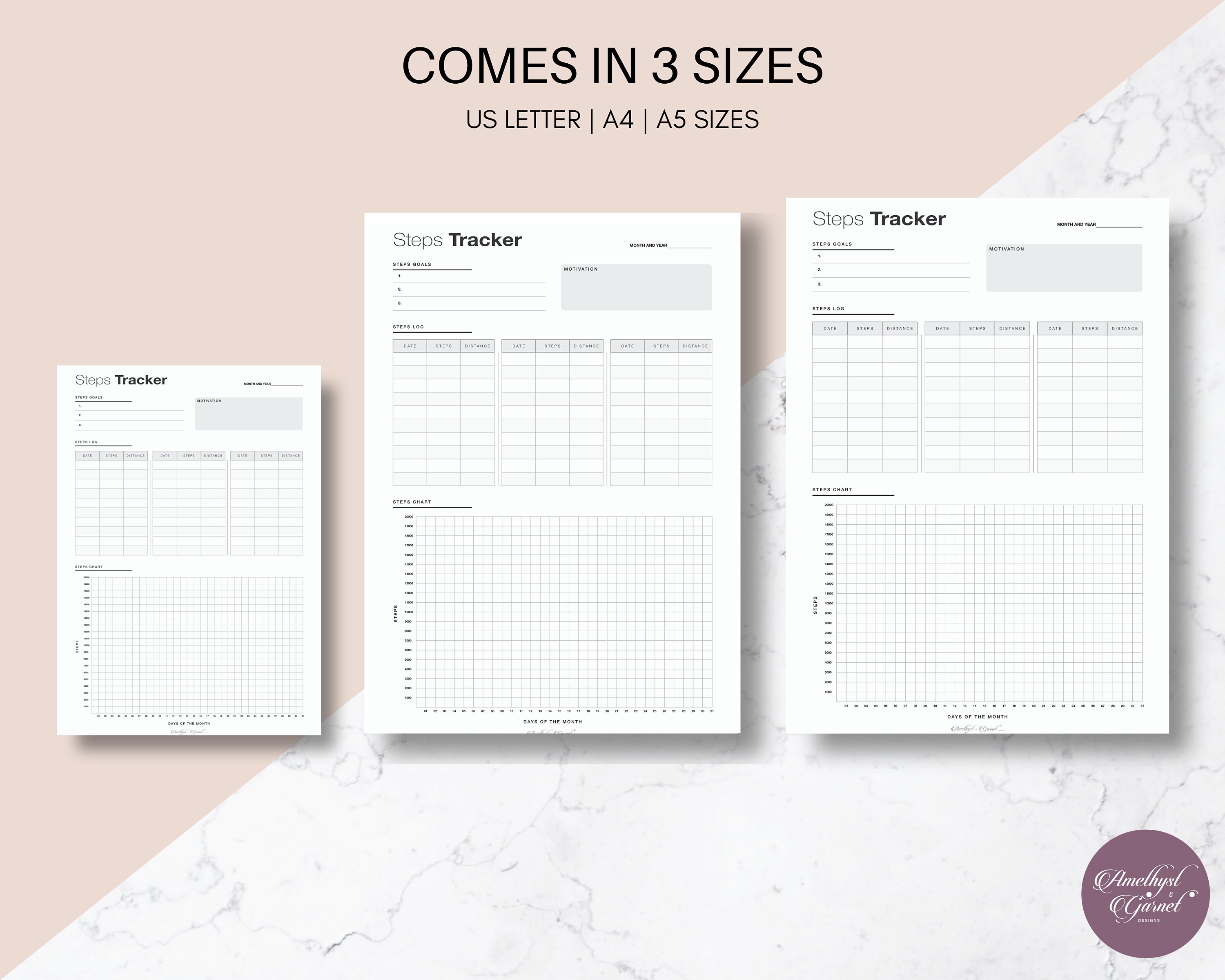 Steps Tracker Daily Habit Tracker Planner Tracker Printable - Etsy