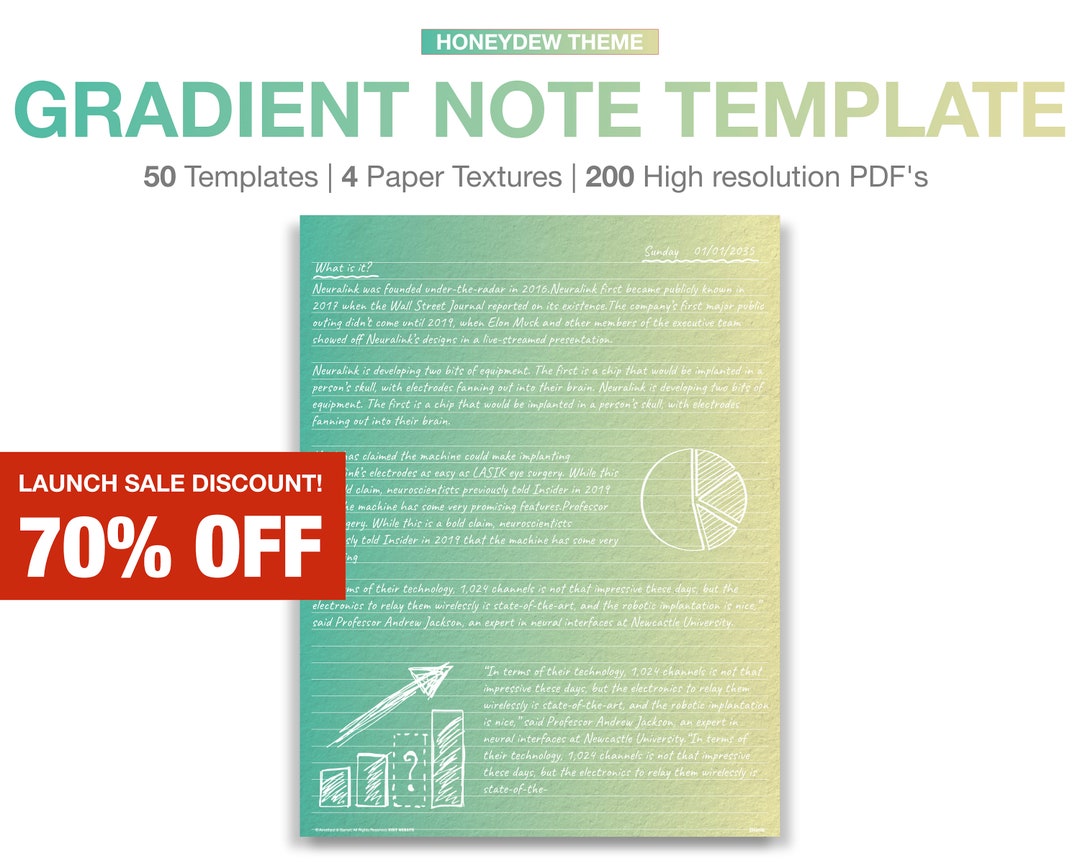 Honeydew Gradient Digital Notepaper Templates Notetaking Digital ...