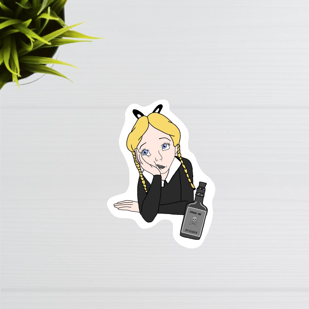 Alice in Wonderland X Wednesday Addams Mash up Sticker Art - Etsy