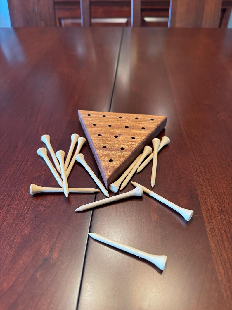 Handcrafted Wooden Triangle Peg Solitaire Game | Hardwood Puzzle - Etsy