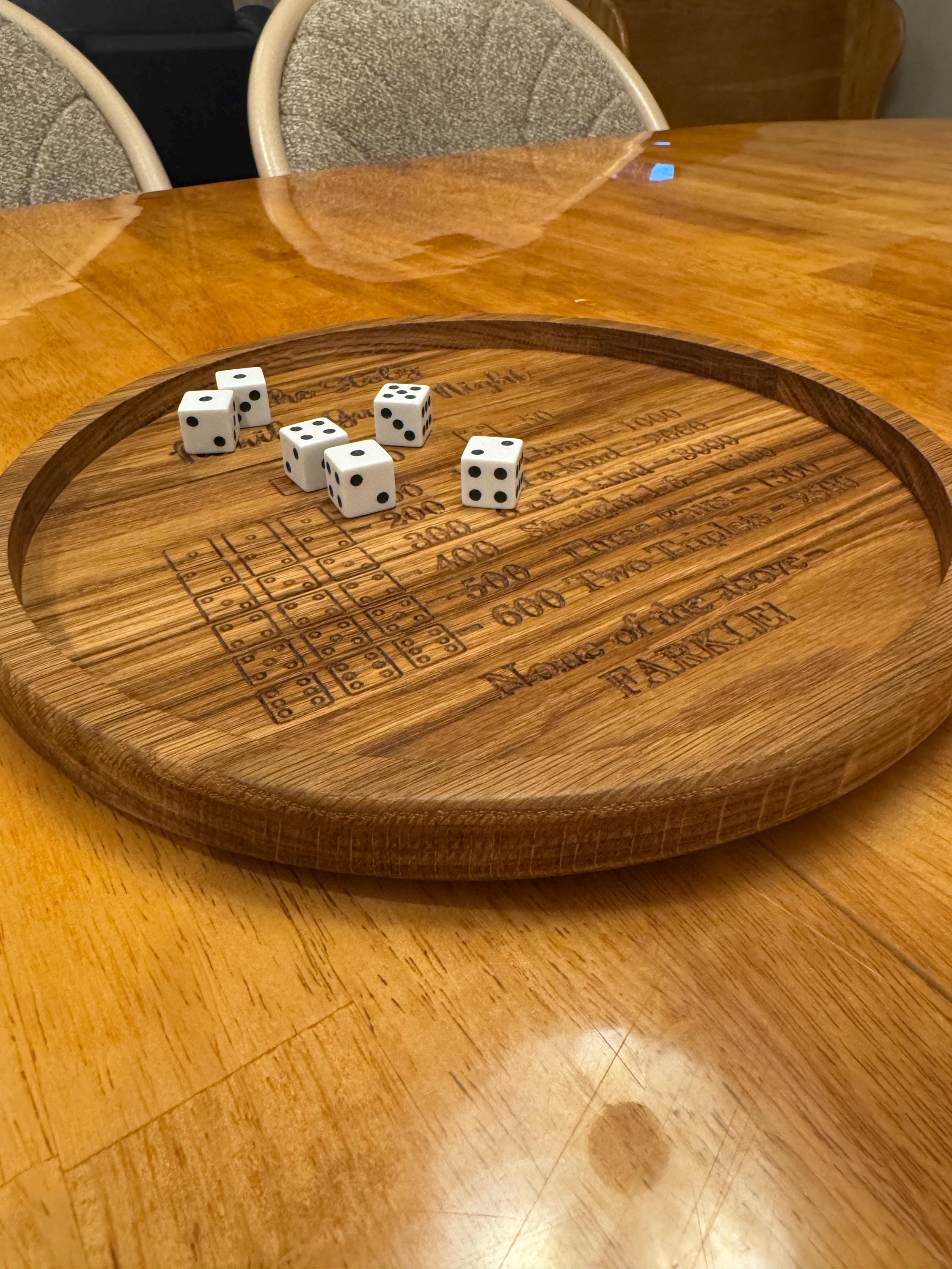Personalized Hardwood Farkle Board Game | 10" Custom Wood Dice Rolling ...