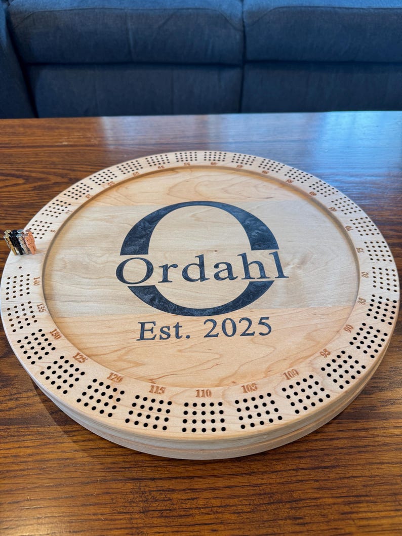 Personalized Hardwood Cribbage Board: Engraved Epoxy Inlay, Handmade - Etsy