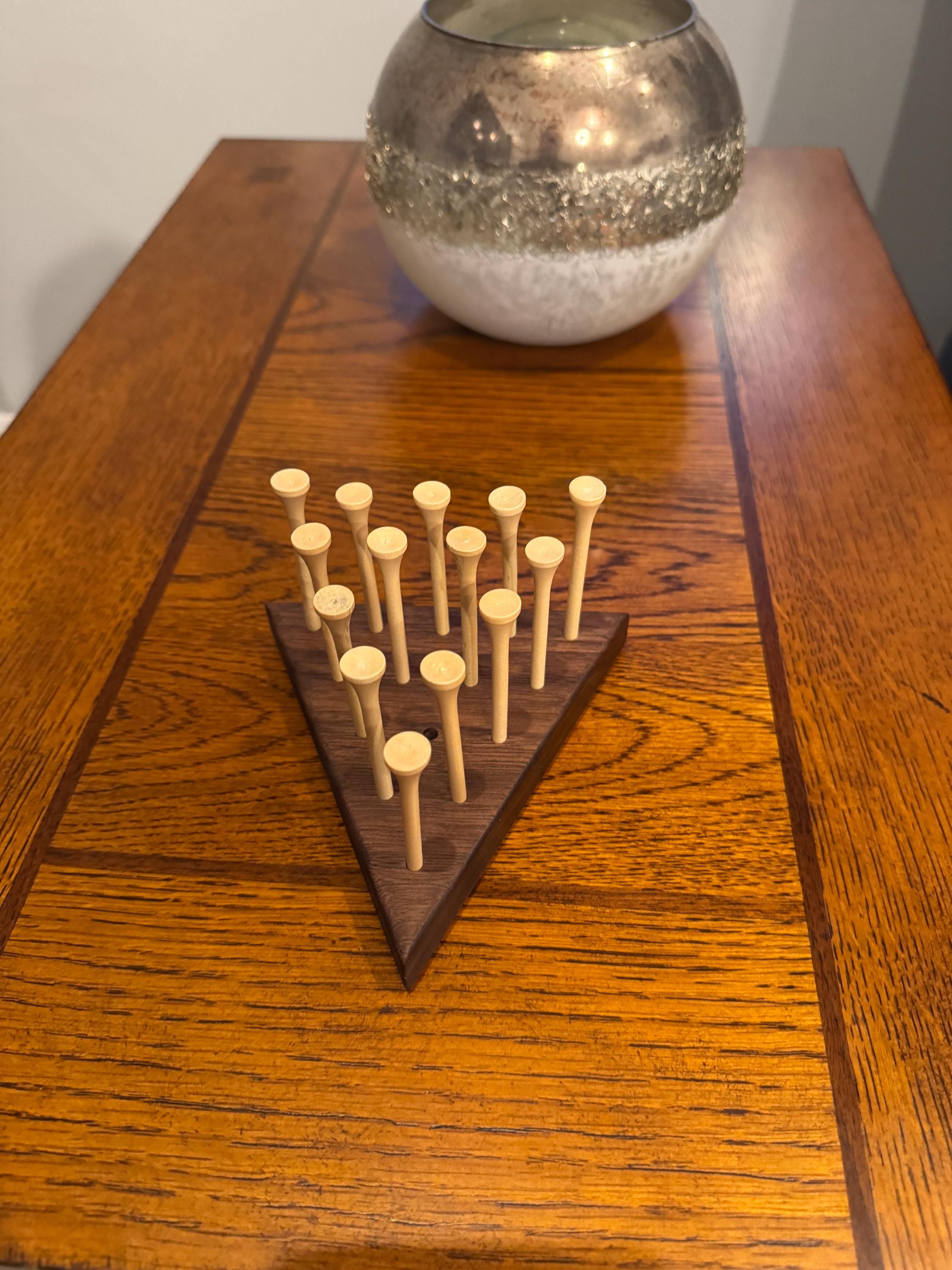 Handcrafted Wooden Triangle Peg Solitaire Game | Hardwood Puzzle - Etsy