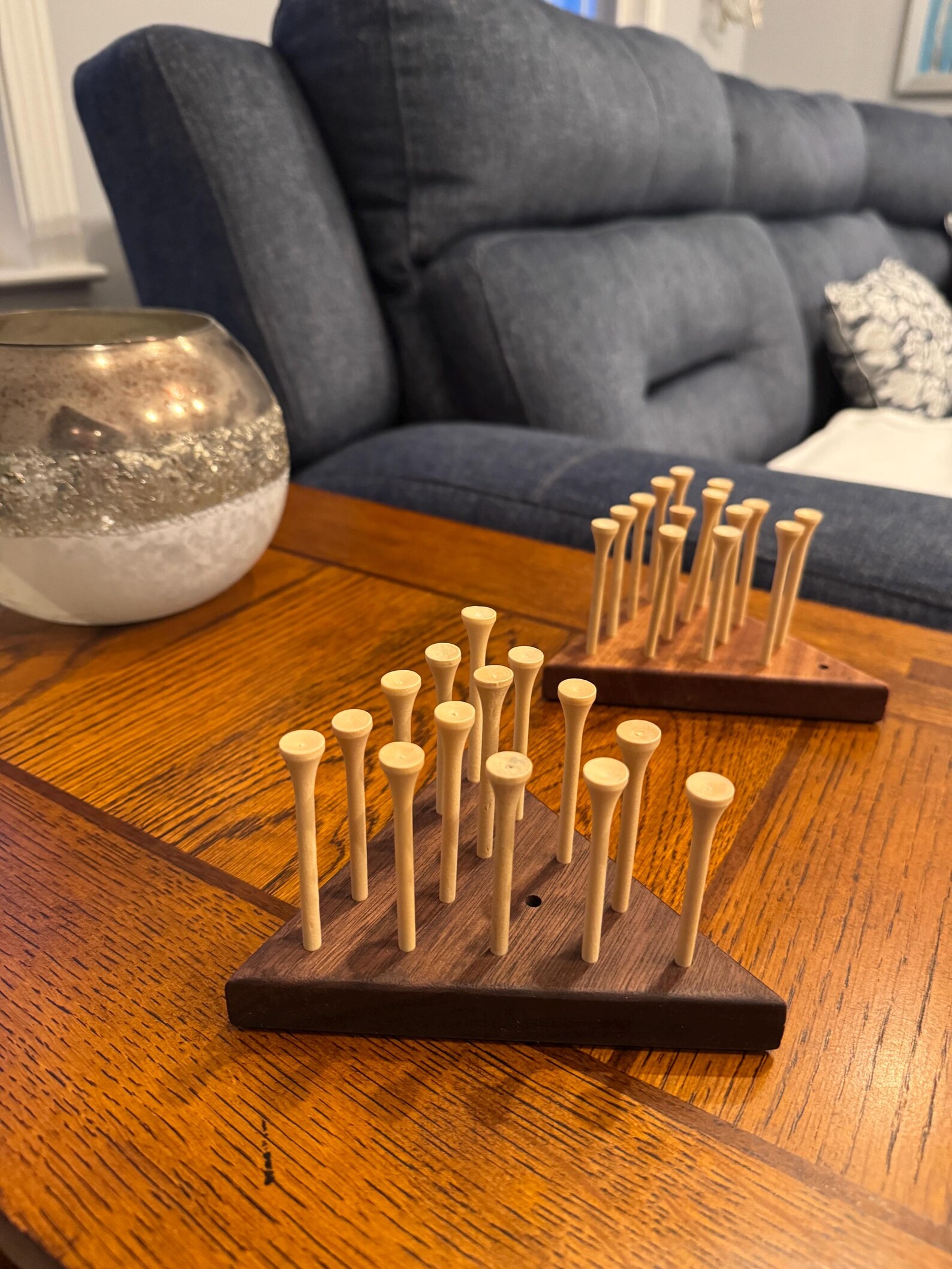 Handcrafted Wooden Triangle Peg Solitaire Game | Hardwood Puzzle - Etsy