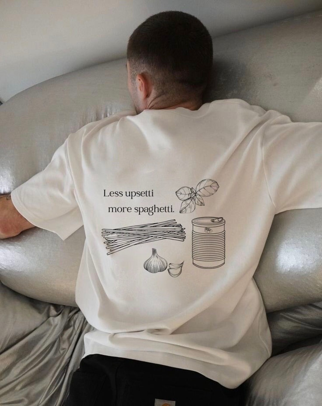 Less Upsetti More Spaghetti Tshirt / Wavy Quote T-shirt / Funny Pasta ...