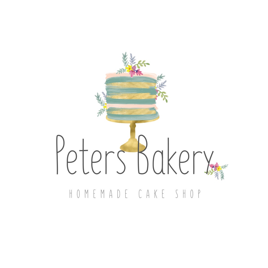 Watercolor Cake Logo Canva Template: Editable Bakery Design (instant ...