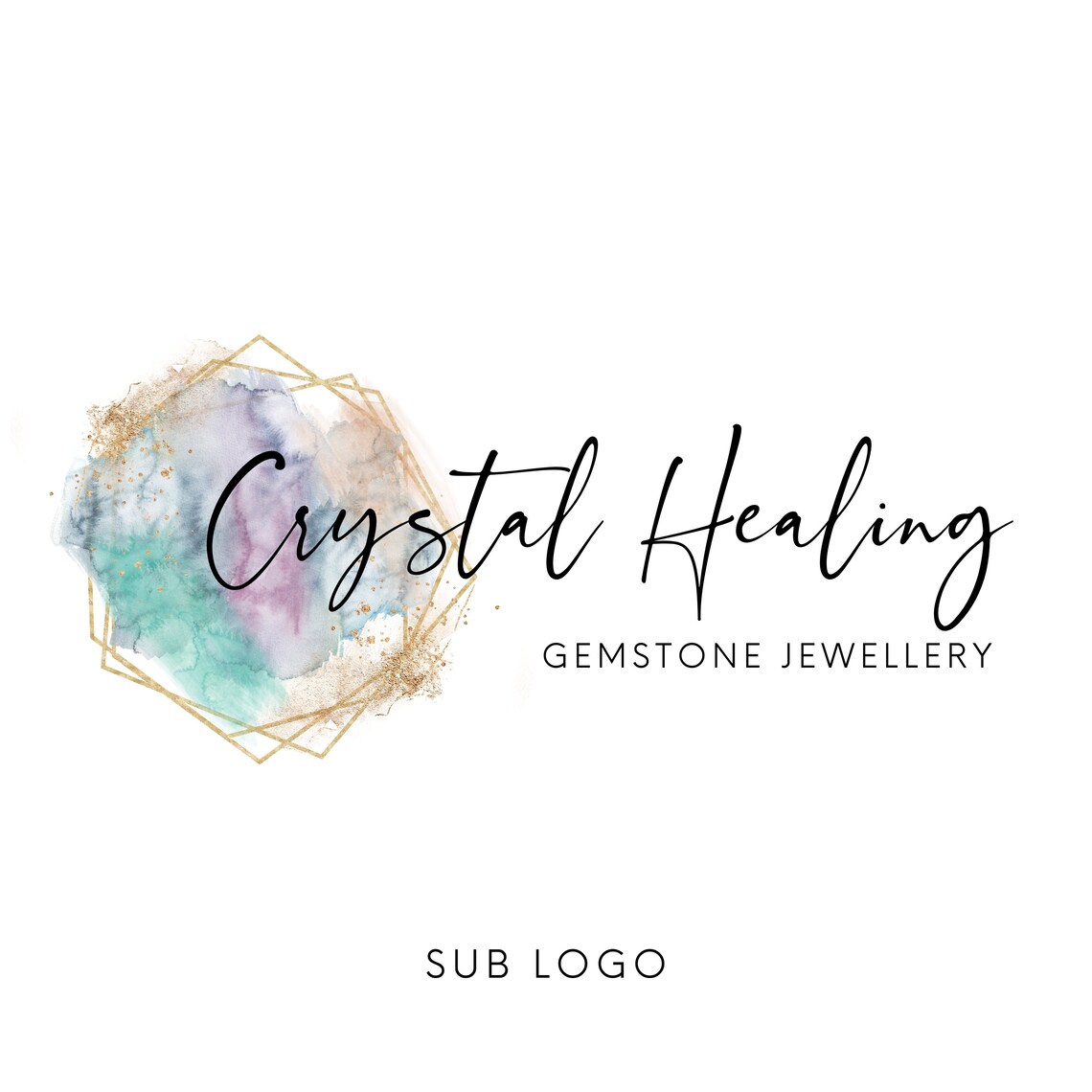 Watercolor Crystal Logo: Geometric Frame Canva Template (DIY) - Etsy