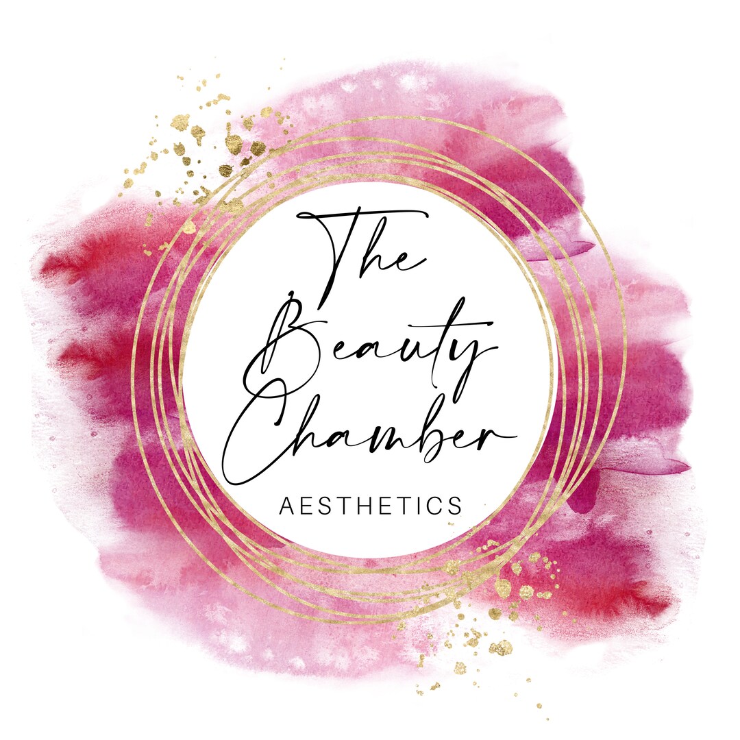 Fuchsia Pink Watercolor Logo: Editable Gold Frame Canva Template - Etsy