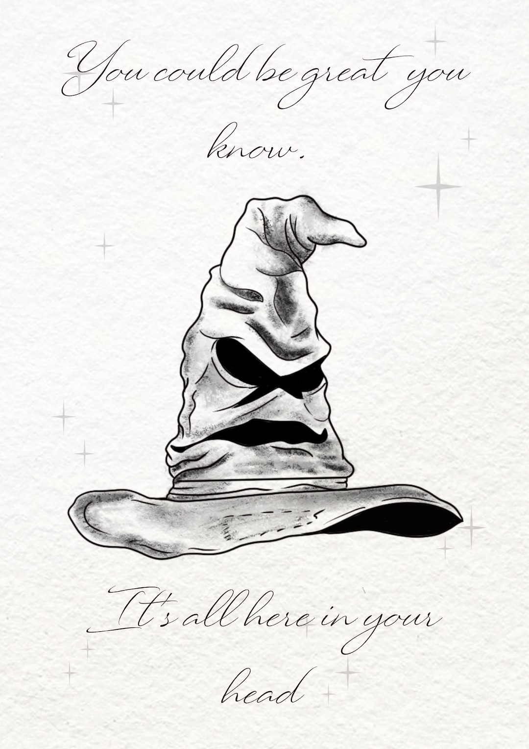 Sorting Hat. Harry Potter Hogwarts Art Print on White Hammered Card ...