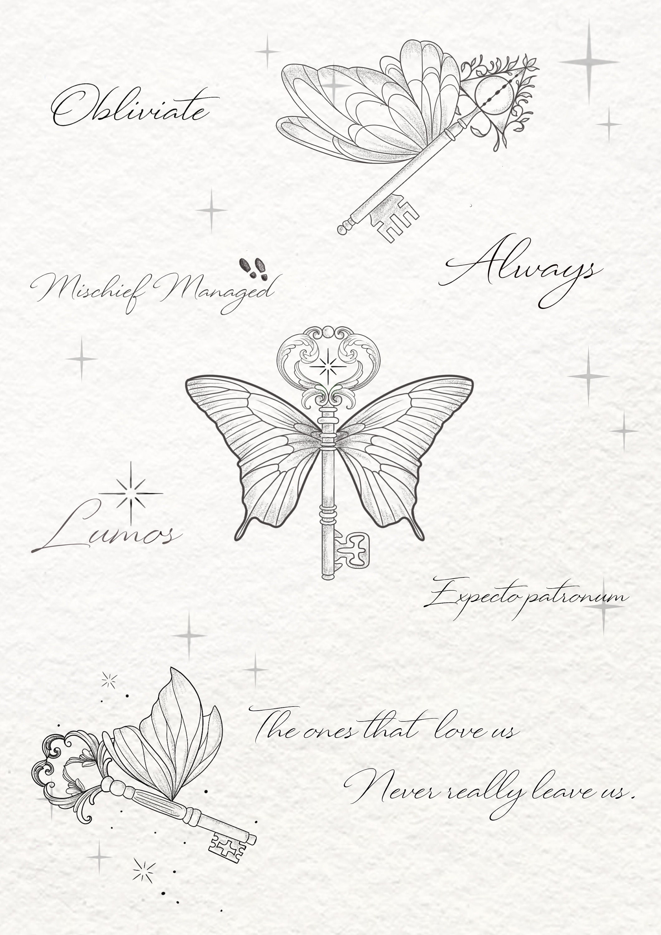 Flying Keys Harry Potter Hogwarts Art Print on White Hammered - Etsy