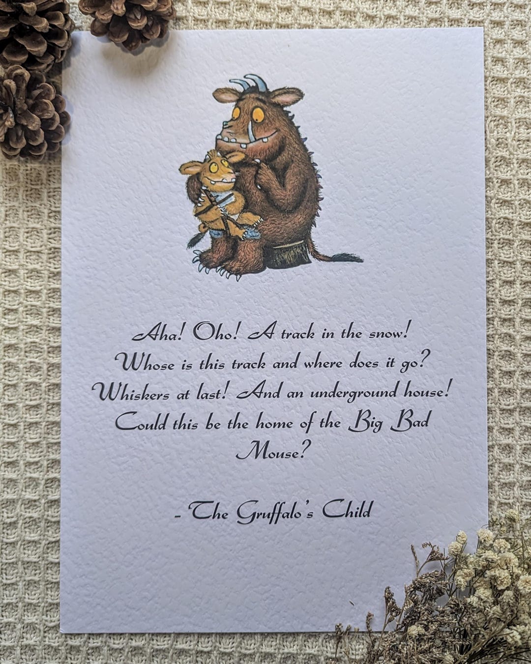 The Gruffalo's Child , Julia Donaldson Art Print on White Hammered Card ...