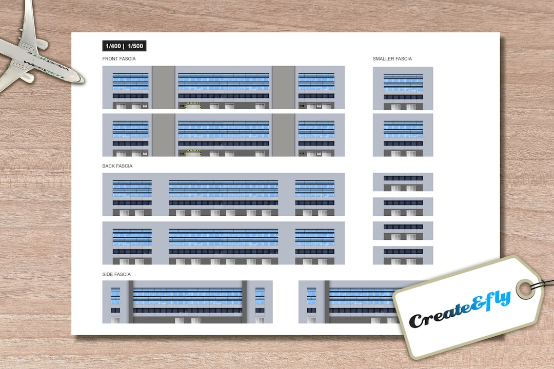 Model Airport Terminal Building Front Fascia Panels. VERSION 1. 1/400 ...