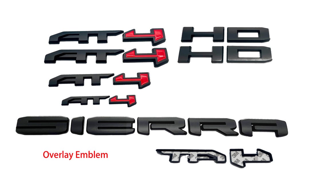 NEW Overlay Red Black AT4 HD Overlay Emblem Sierra Fit 2019-2025 GMC ...