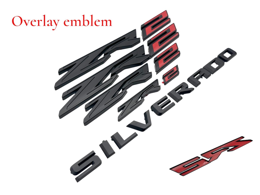 Matte Black Red Silverado Overlay Letters Emblem - Fits 2022-2025 ...