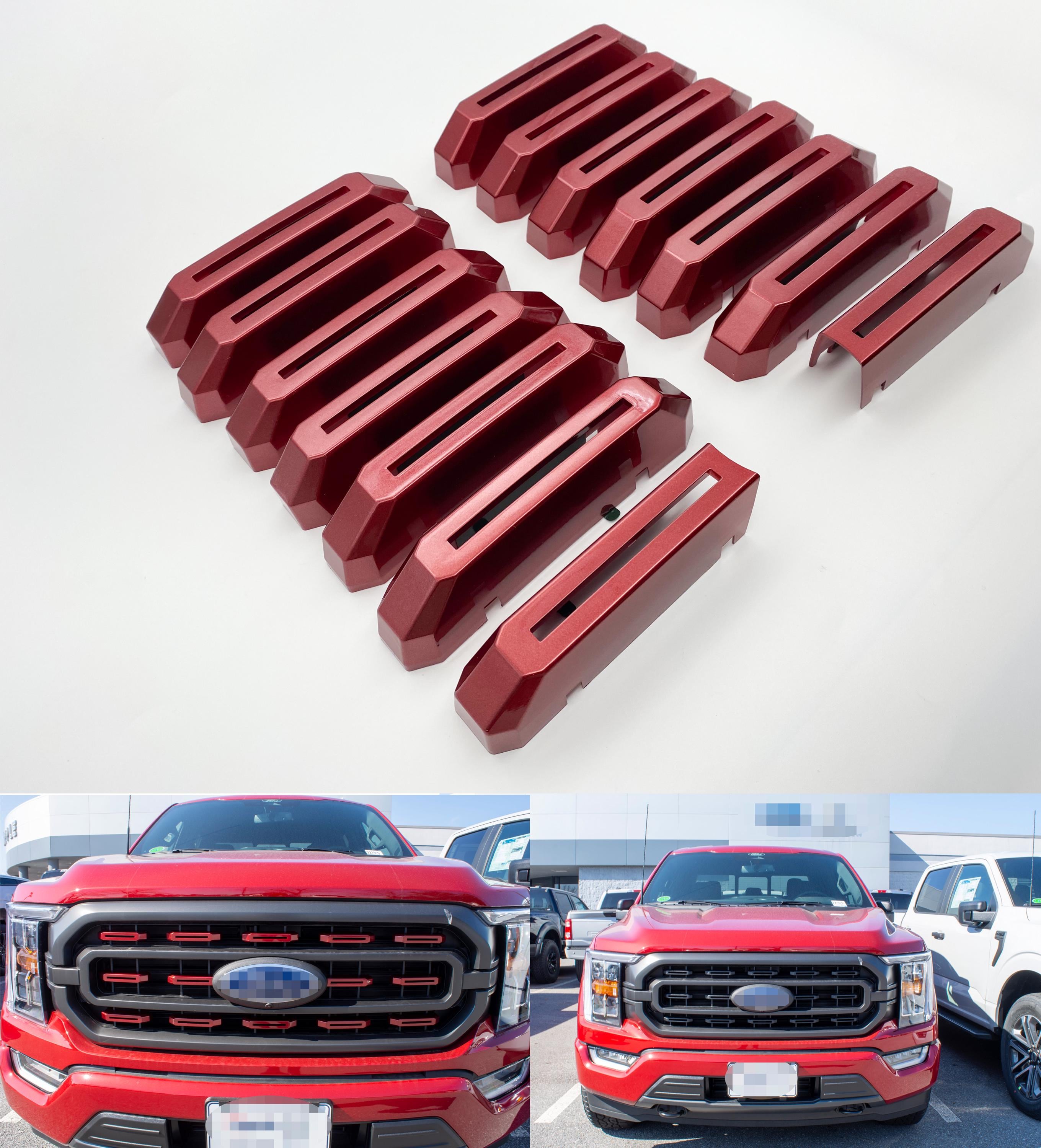 Rapid Red Metallic Grille Insert Trim Compatible With 2021-2023 Ford F ...