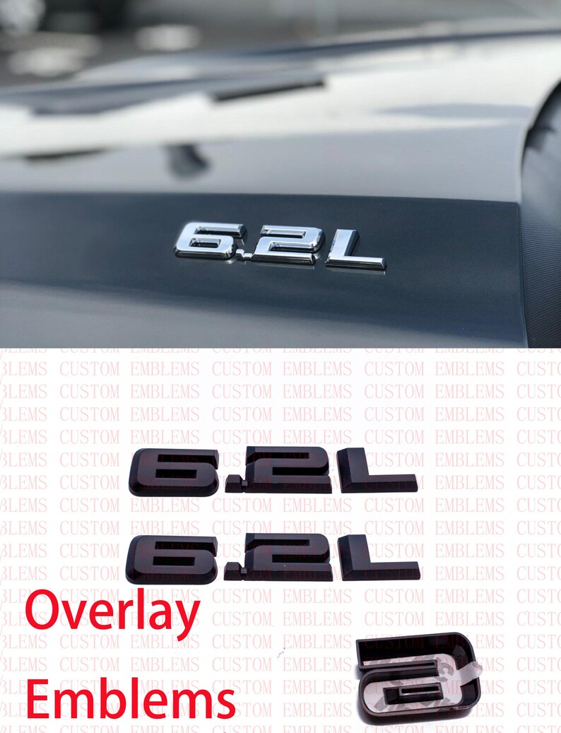 Matte Black 6.2L Overlay Emblems Letter Decals Fit With Chevrolet ...