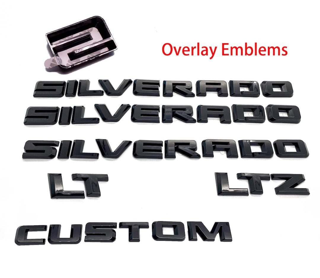 Black Silverado LT LTZ Custom Overlay Letters Emblem - Fits 2019-2026 ...