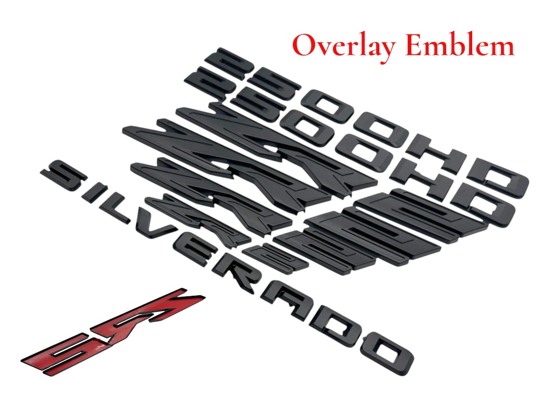 Matte Black Silverado Overlay Letters Emblem - Fits 2022-2026 Chevrolet ...