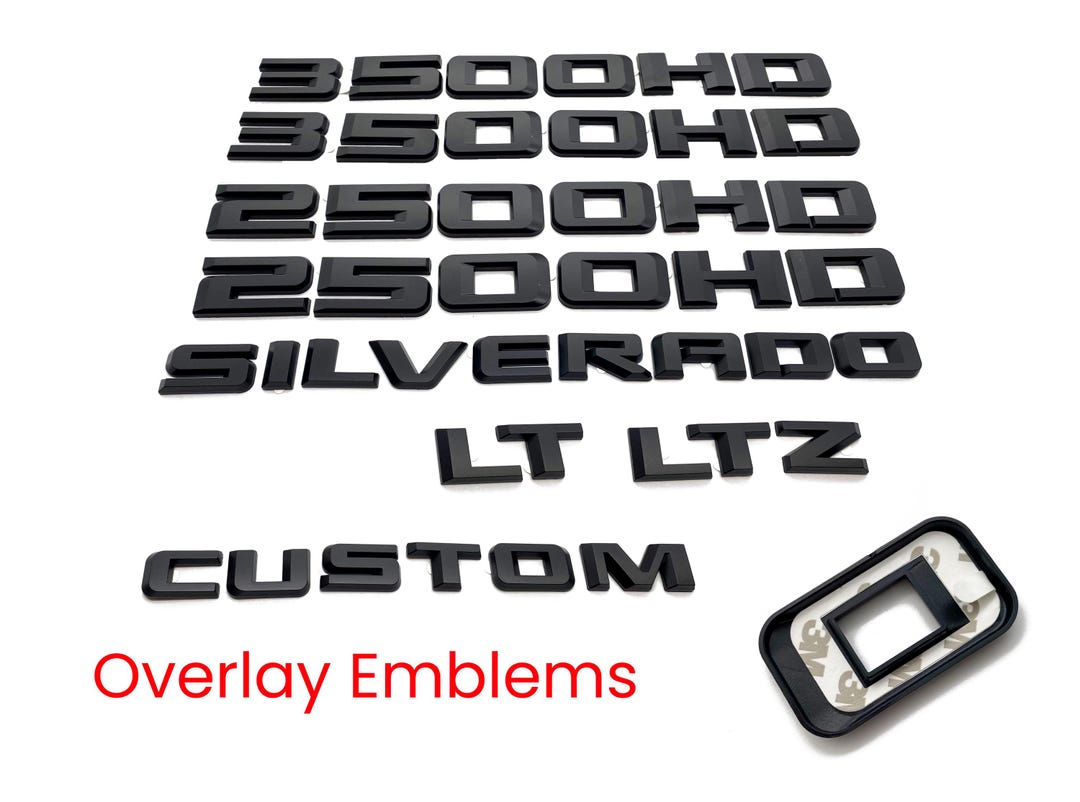 Black Silverado LT LTZ Custom Overlay Letters Emblem - Fits 2020-2026 ...