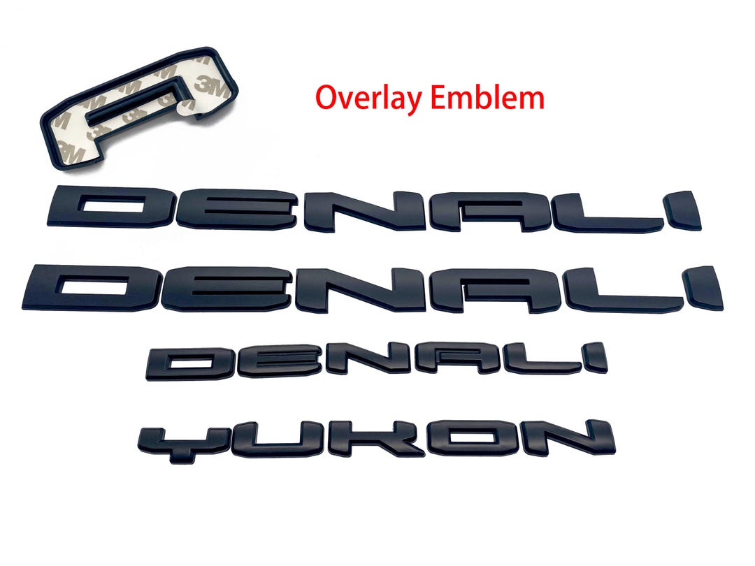 4pcs Matte Black Overlay Emblems Kit 2021-2026 Yukon Denali Letters ...
