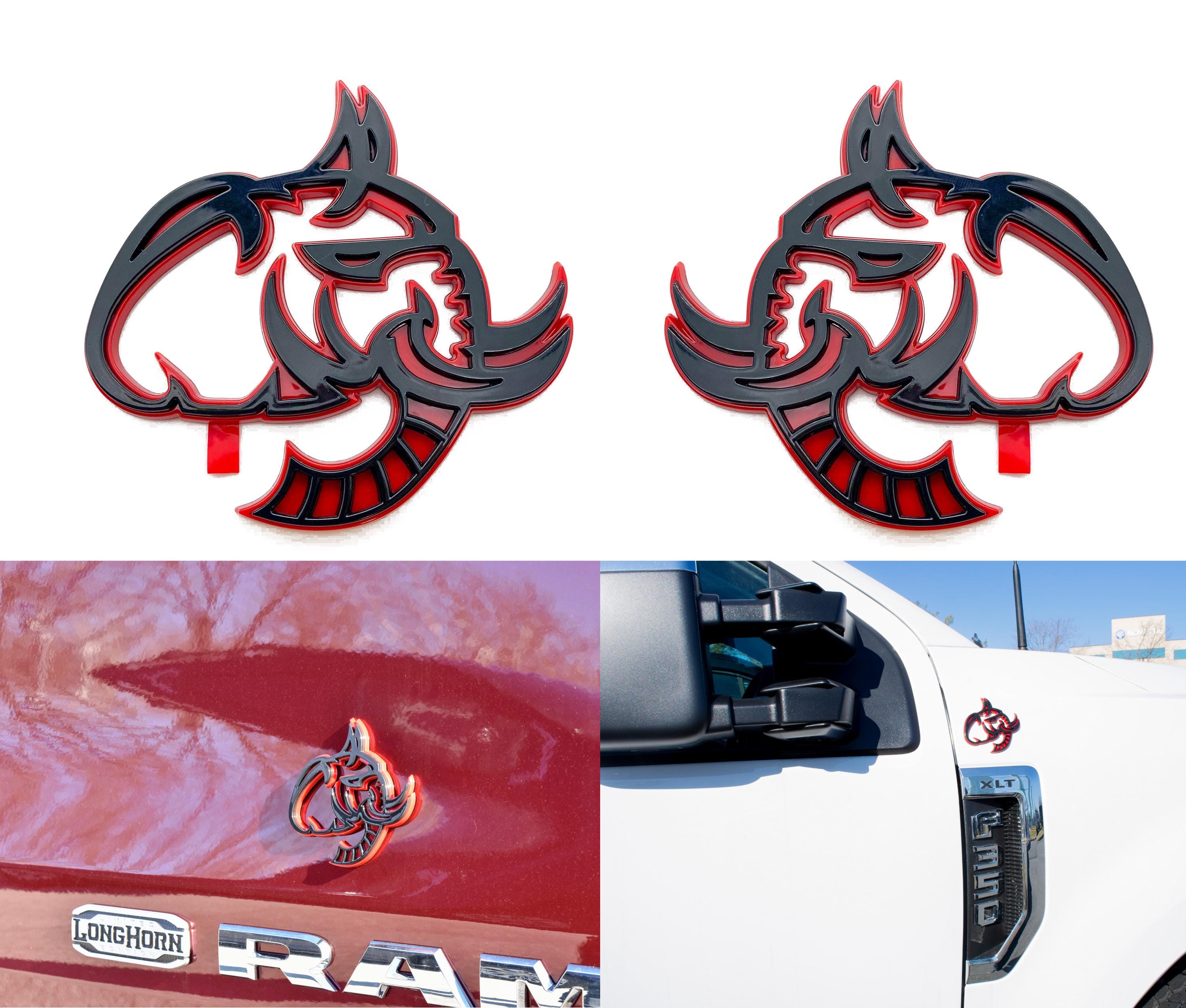 Black on Red Elephant Head Fender Left/right Side Badge 3D Emblems ...