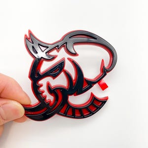 Black on Red Elephant Head Fender Left/right Side Badge 3D Emblems ...