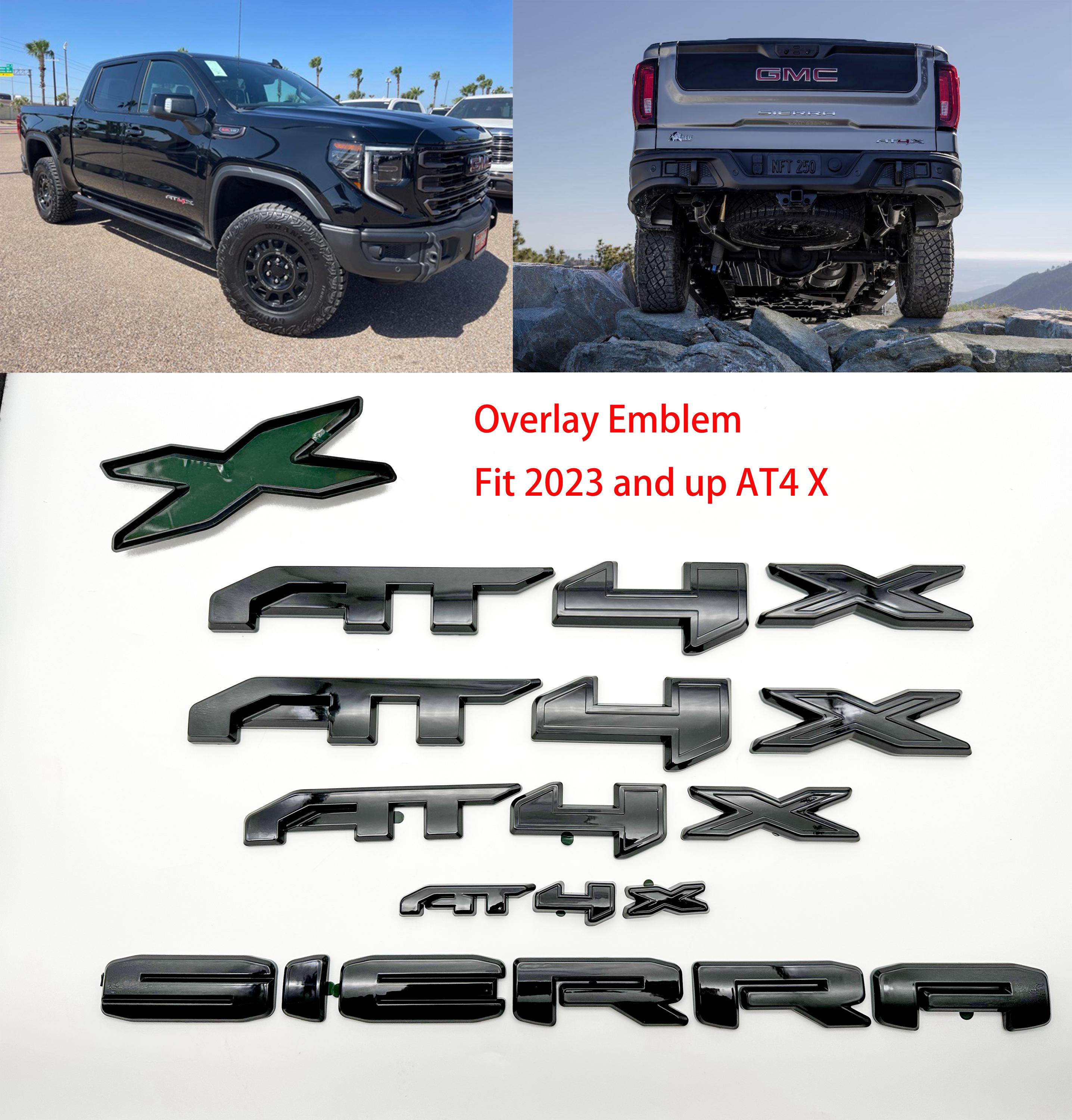 Gloss Black AT4X Overlay Emblems Fit 2023-2026 GMC Sierra 1500 AT4X ...