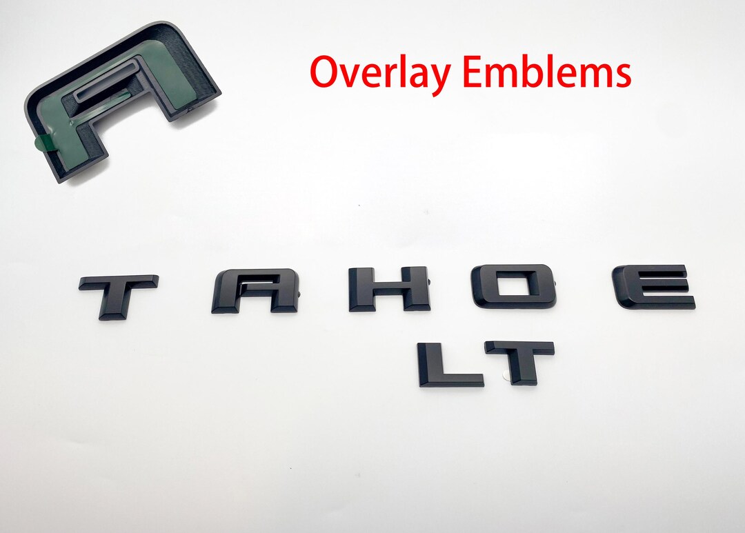 2PC Matte Black Door Rear TAHOE LT OVERLAY Emblems Letters 2021 ...