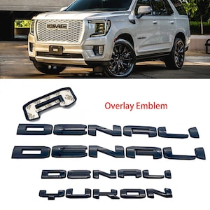 4pcs Gloss Black Overlay Emblems Kit 2021-2026 Yukon Denali Letters ...