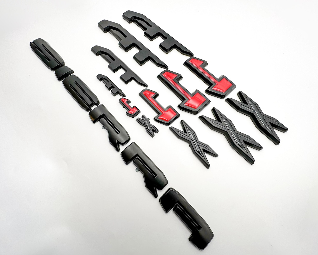 Matte Black Red AT4X Overlay Emblems Fit 2023-2025 GMC Sierra 1500 AT4X ...