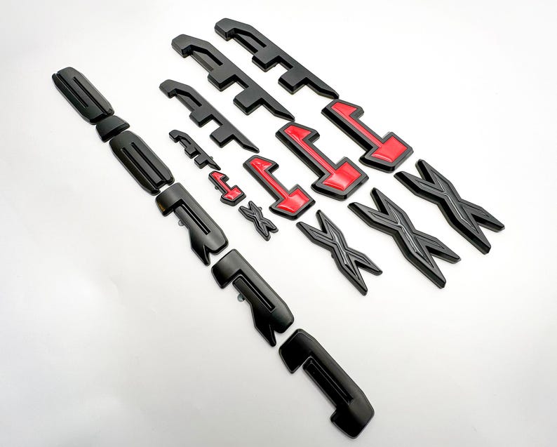 Matte Black Red AT4X Overlay Emblems Fit 2023-2026 GMC Sierra 1500 AT4X ...