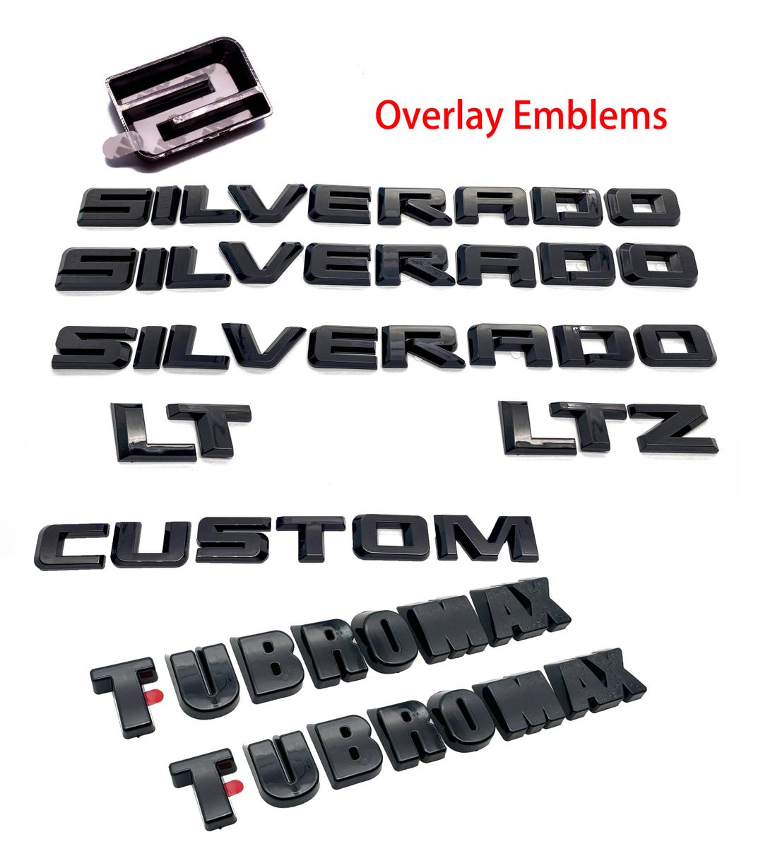 Black Silverado Turbomax LT LTZ Custom Overlay Letters Emblem - Fits ...