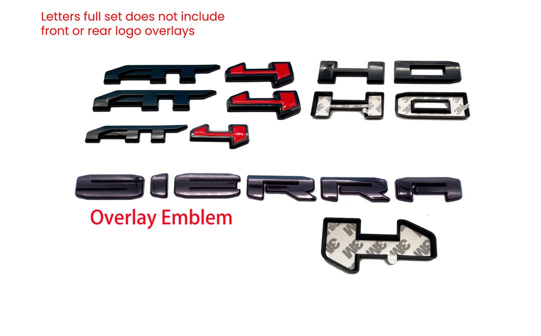 NEW Overlay Red Black AT4 HD Overlay Emblem Sierra Fit 2019-2026 GMC ...
