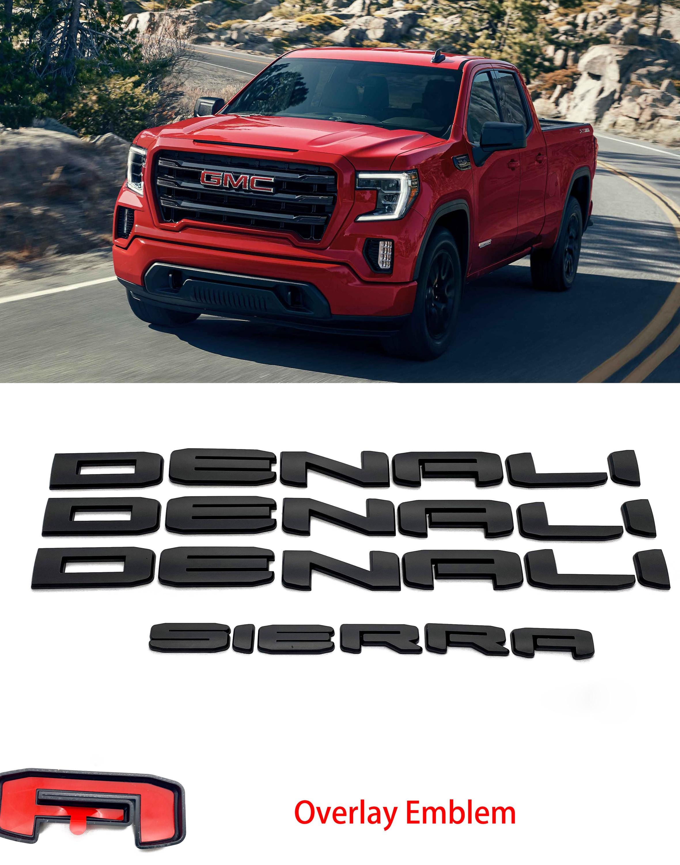 Doors Tailgate Sierra Denali 4x4 Overlay Emblems Fits 2019-2026 GMC ...