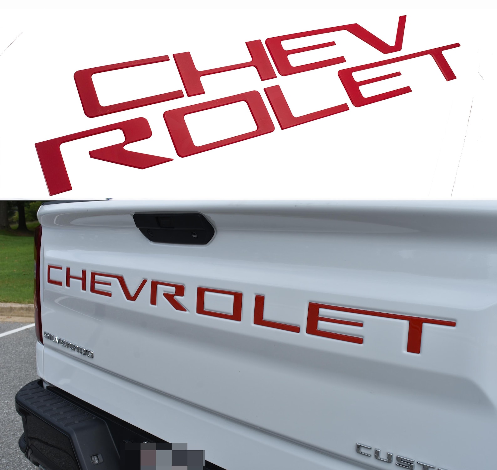Red 3D Raised Coated Tailgate Letter Inserts Decals Fit With Chevrolet ...