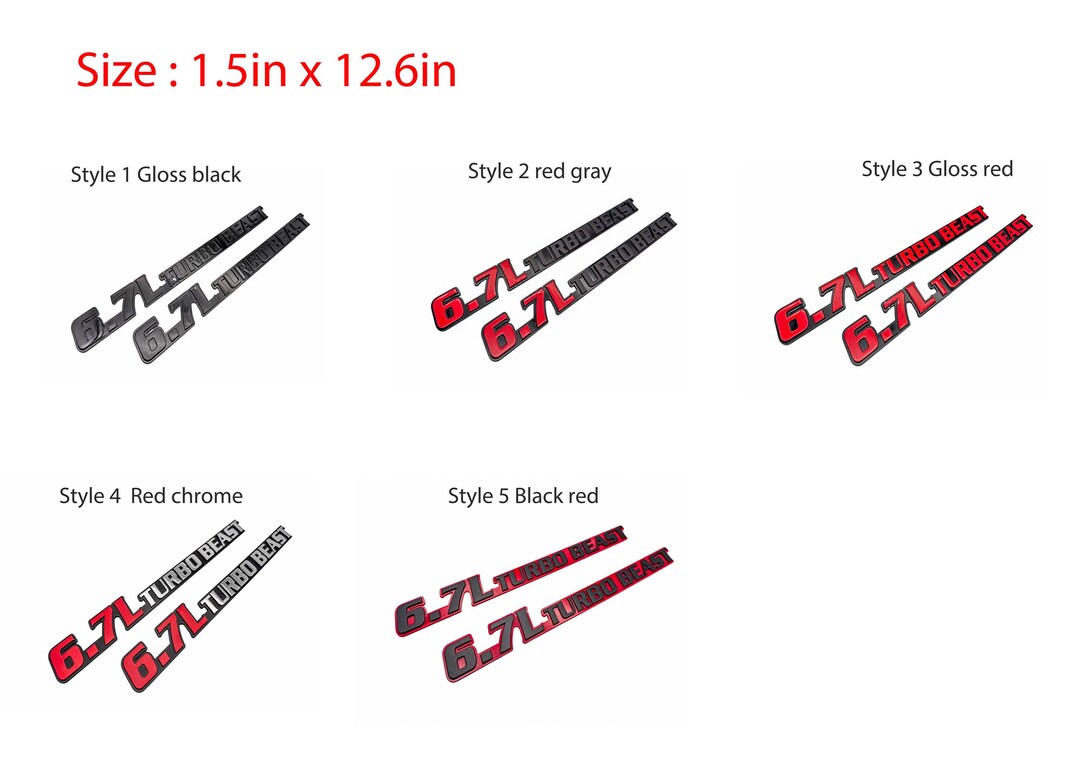 2PCS Gloss Black 6.7L TURBO BEAST Fender Badges Emblems – 3D Raised ...