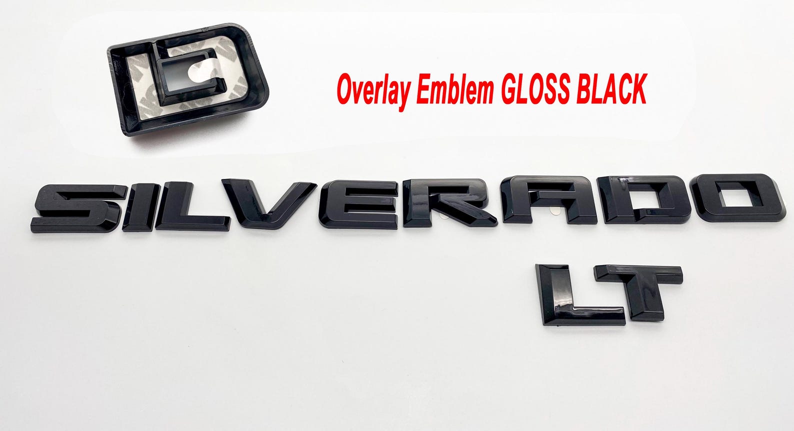 Black Silverado LT Overlay Letters Emblem - Fits 2019-2026 Chevrolet ...
