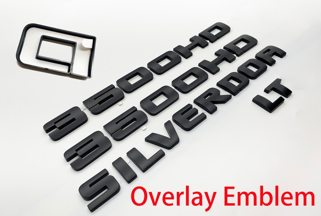 4pcs Overlay Matte Black Doors Rear Emblems Fit 2007-2018 Silverado ...