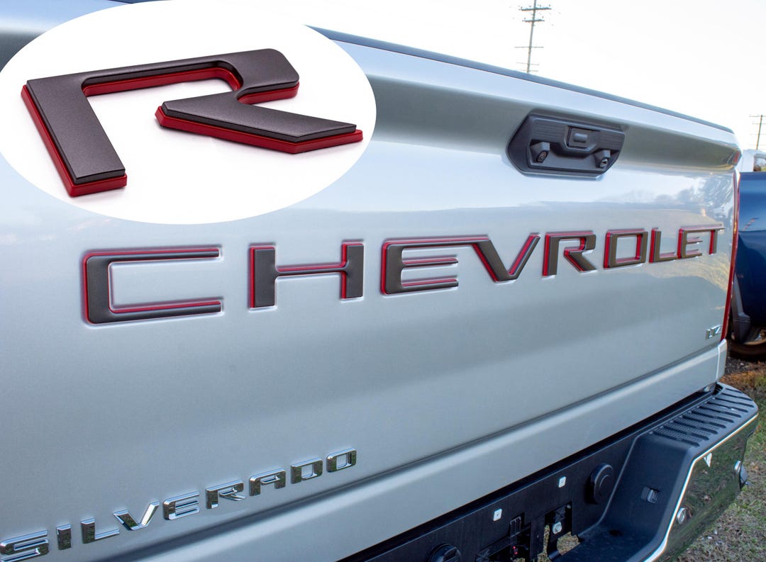 Gray With Red Outline Premium 3D Raised Coated Tailgate Letter Inserts ...