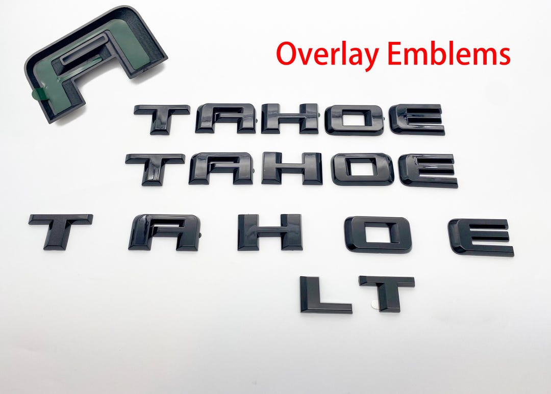 4PC Gloss Black Door Rear TAHOE LT OVERLAY Emblems Letters 2021 ...