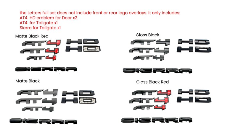 NEW Overlay Red Black AT4 HD Overlay Emblem Sierra Fit 2019-2026 GMC ...